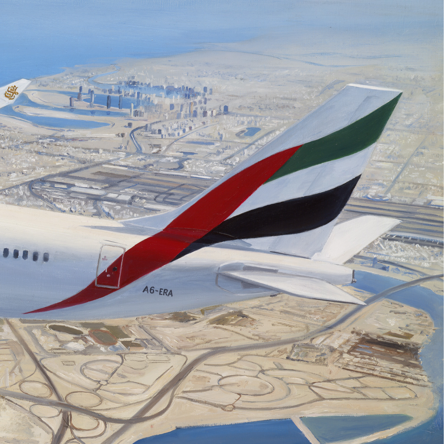 Emirates A340-500 over Dubai | Airliner.Art